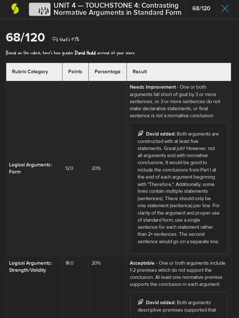 TOUCHSTONE 4 - Contrasting Normative Arguments in Standard Form ...