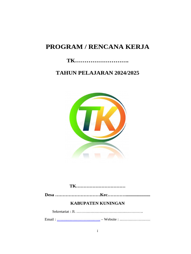 Contoh Program Kerja Tahunan TK | PDF