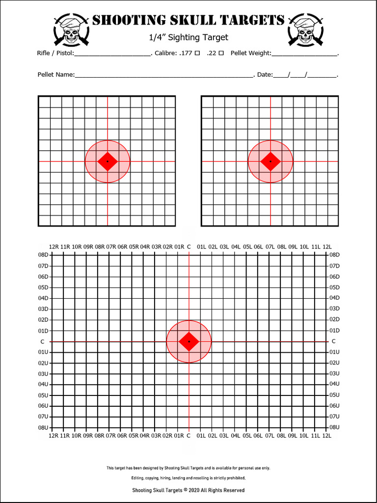 Shooting Skull Targets - Quarter Inch Sighting Target - A4 | PDF