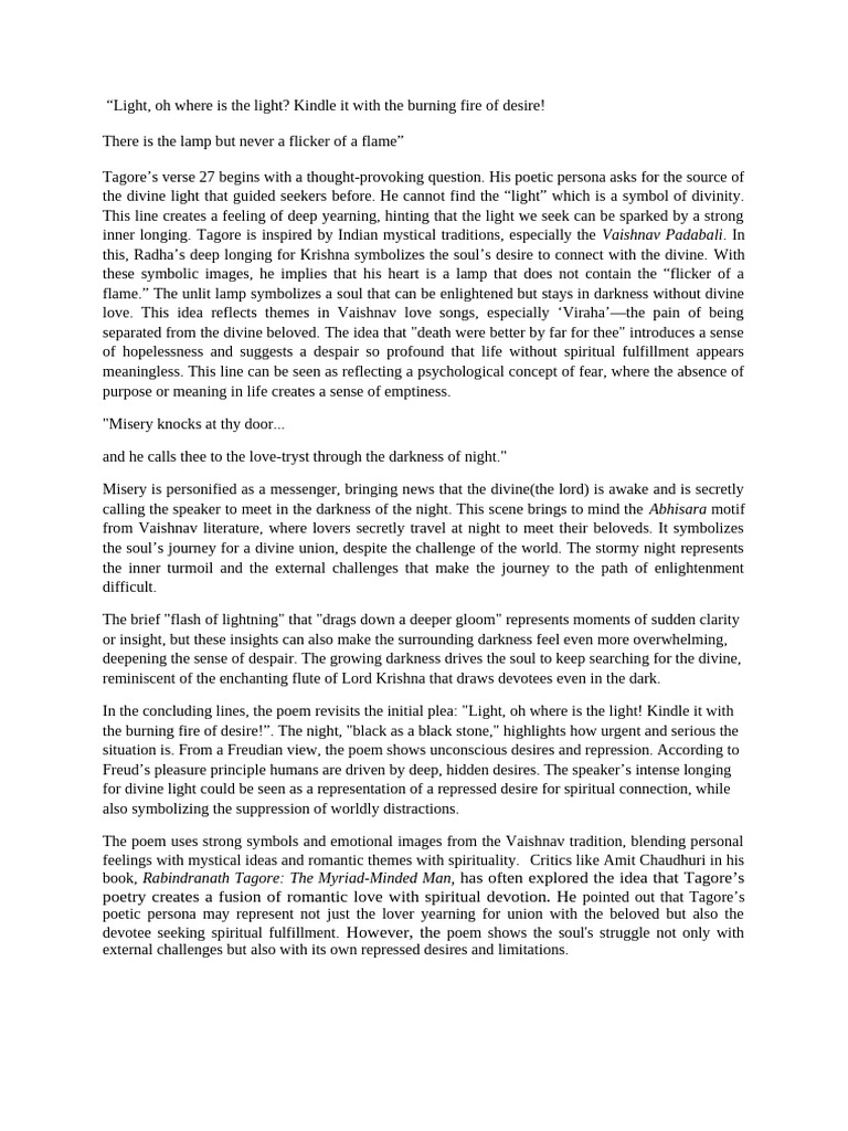 Light! o Where Is The Light? | PDF | Love | Rabindranath Tagore