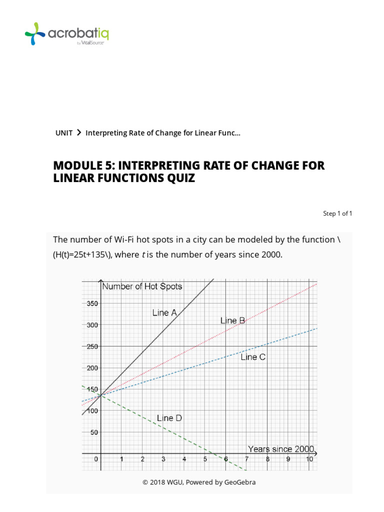 Module 5 - Interpreting Rate of Change For Linear Functions Quiz ...