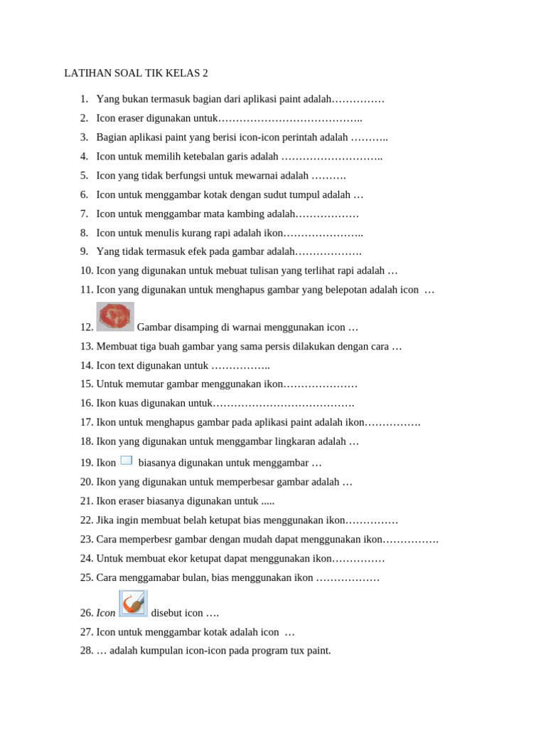 Latihan Soal Tik Kelas 2 | PDF