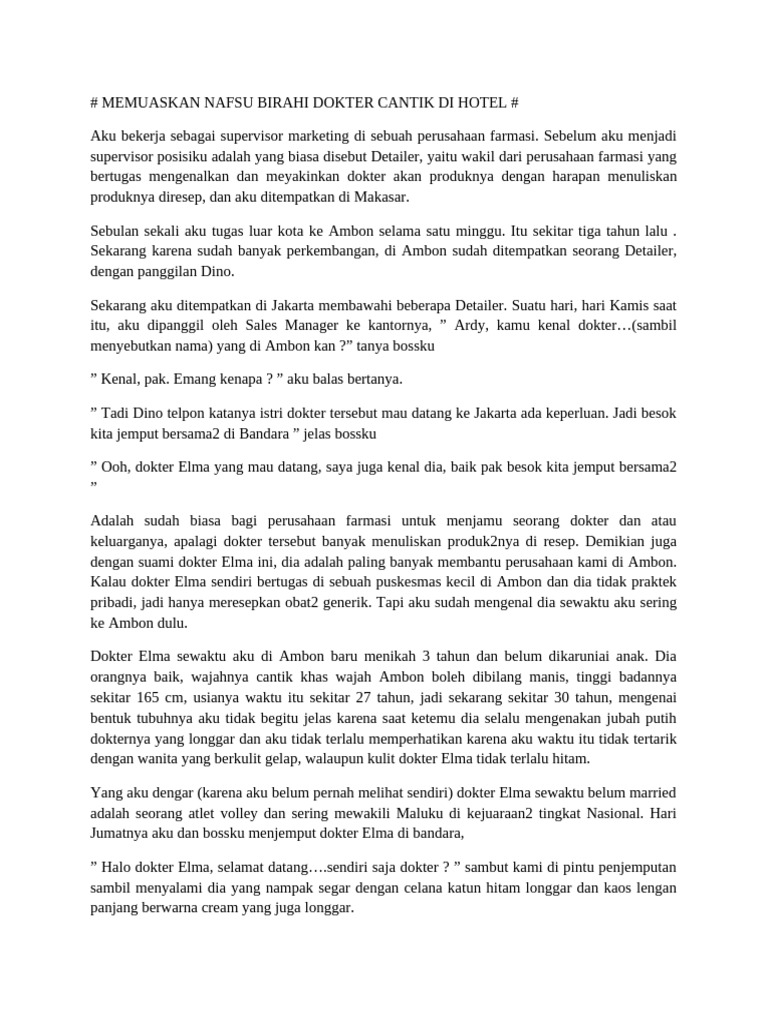 Nafsu Birahi Dokter Cantik di Hotel | PDF