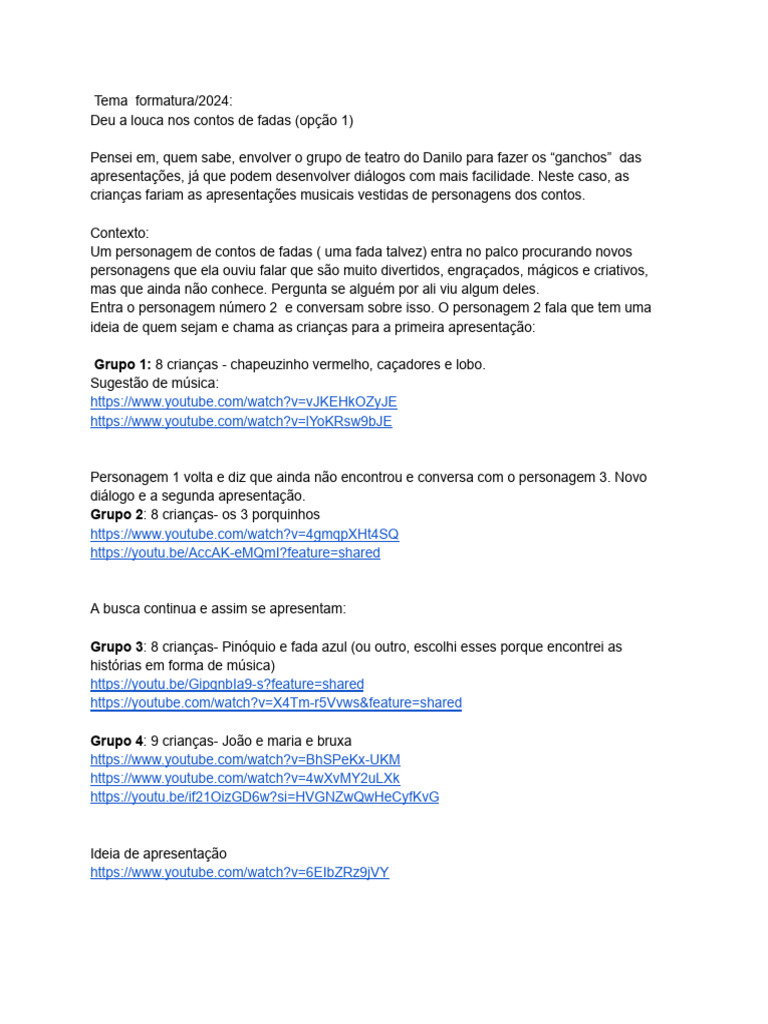 Roteiro de Formatura 2024 | PDF