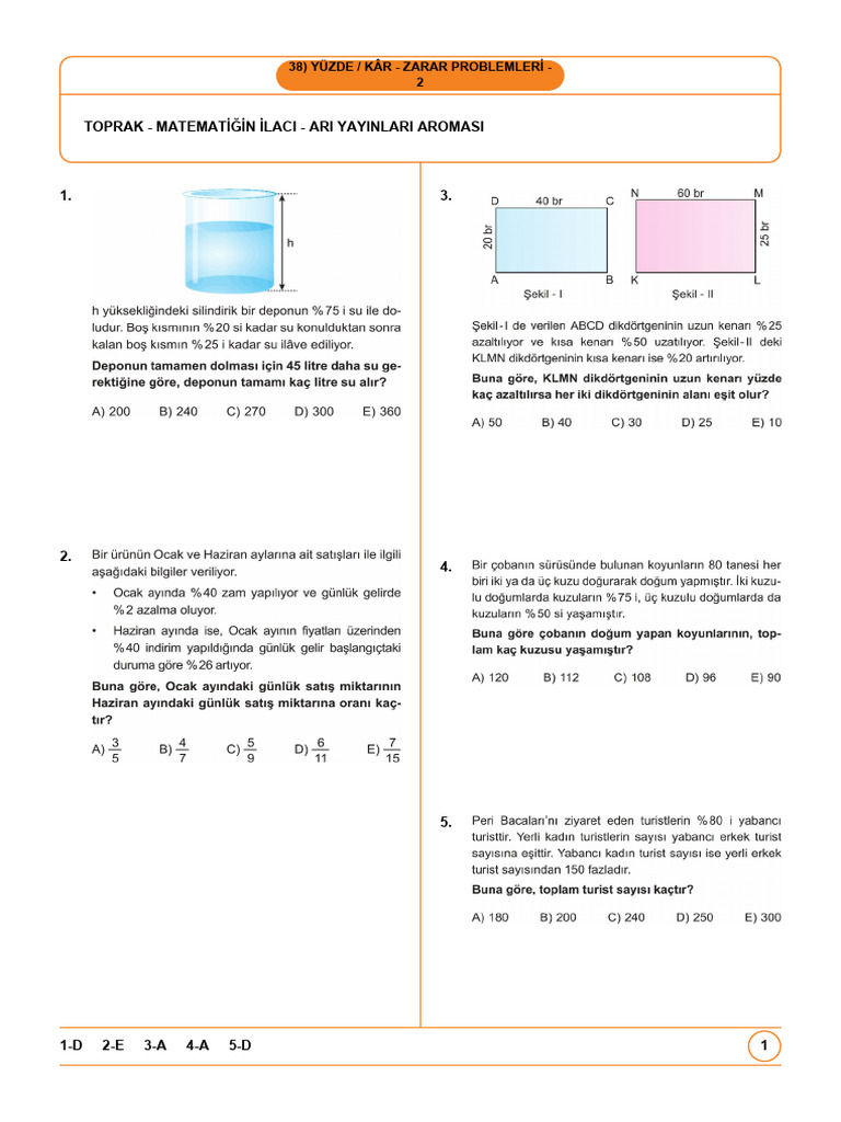 Yüzde Kar Zarar Problemleri 2 | PDF