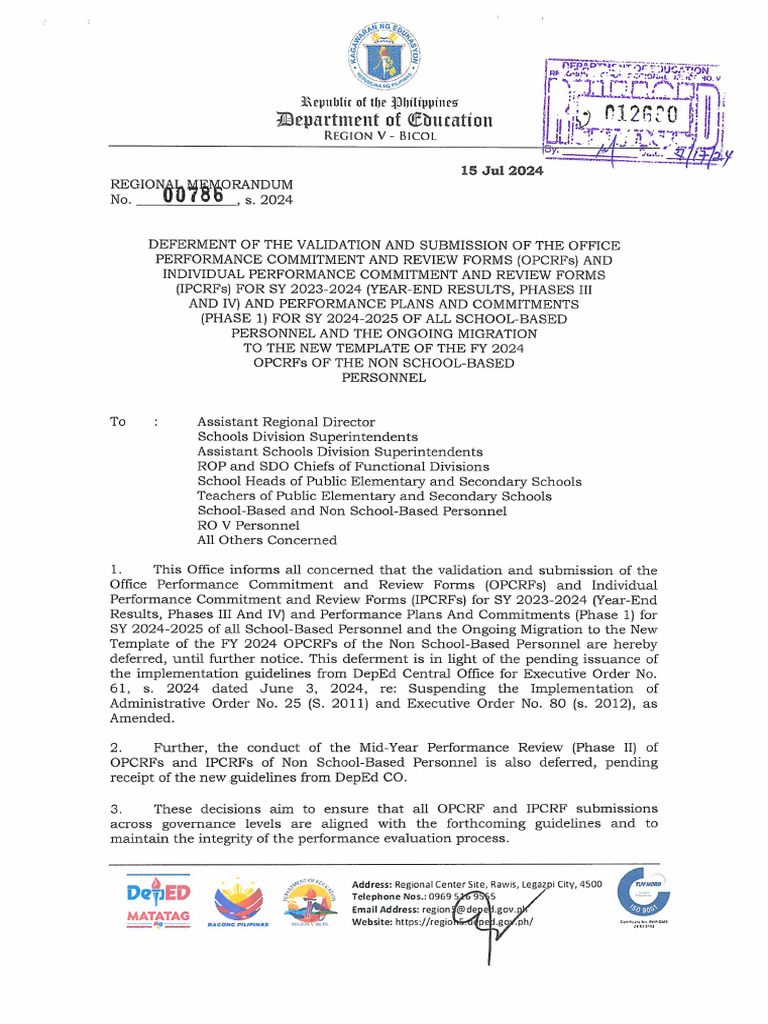 Itment and Review Forms IPCRFs For SY 2023 2024 Year End | PDF