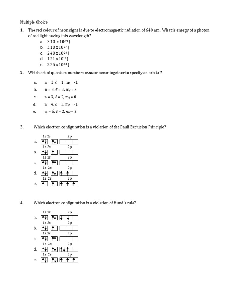 Chem 120 Midterm Practice Questions | PDF | Gases | Electron Configuration