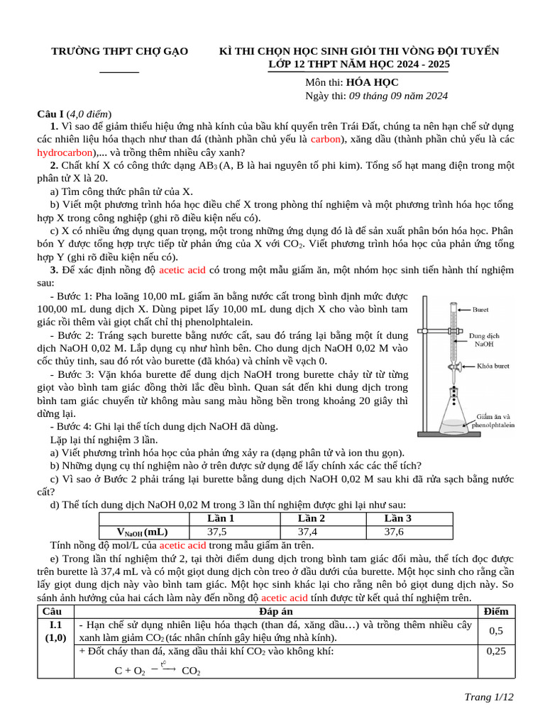 Đề Chọn Đội Tuyển Hsg 12 Hdc Cô Lan Chinh | PDF