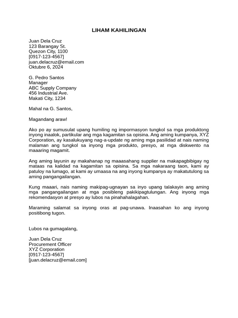 Liham Pangnegosyo | PDF