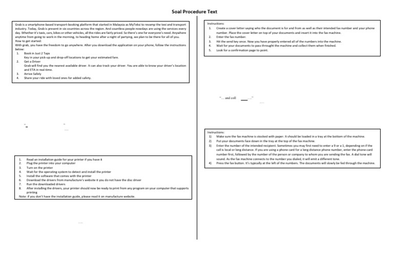 Soal Procedure Text | PDF | Printer (Computing) | Fax