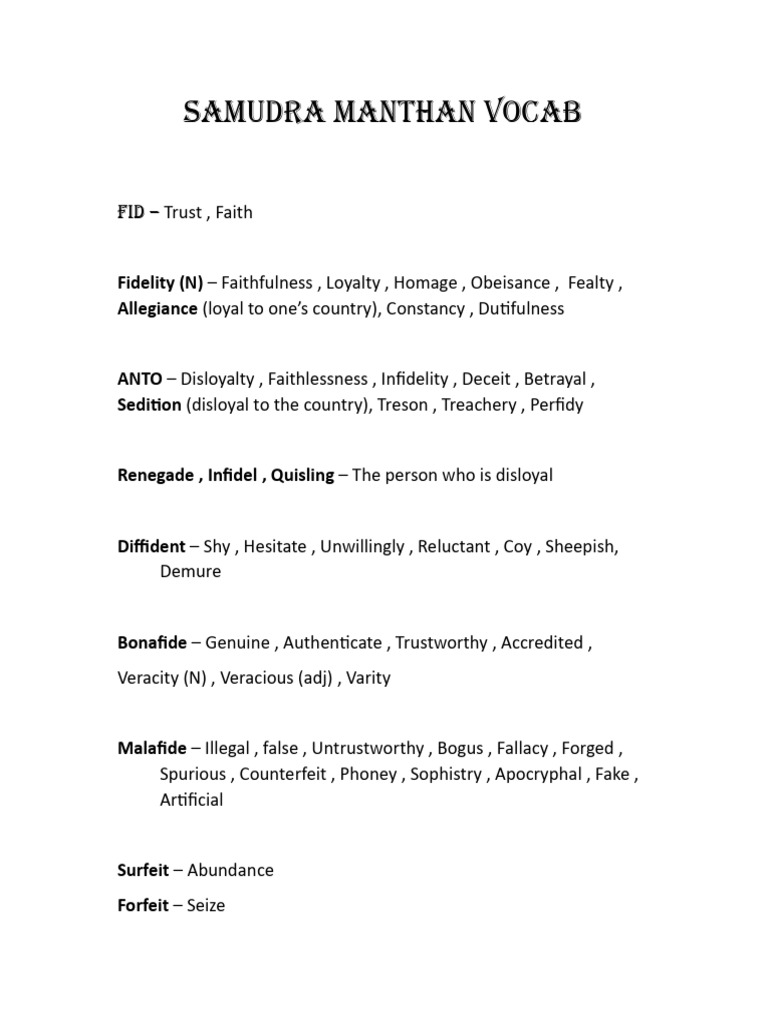 Samudra Manthan vocab 1 | PDF