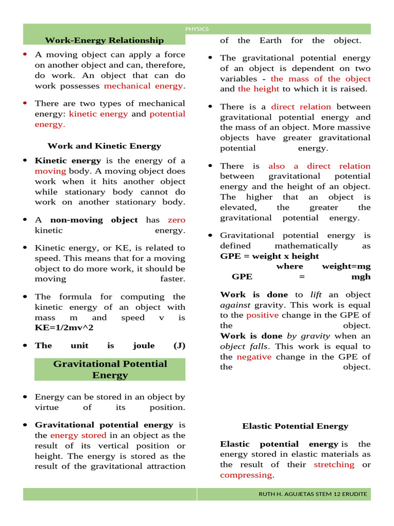 Physics Reviewer | PDF | Potential Energy | Collision