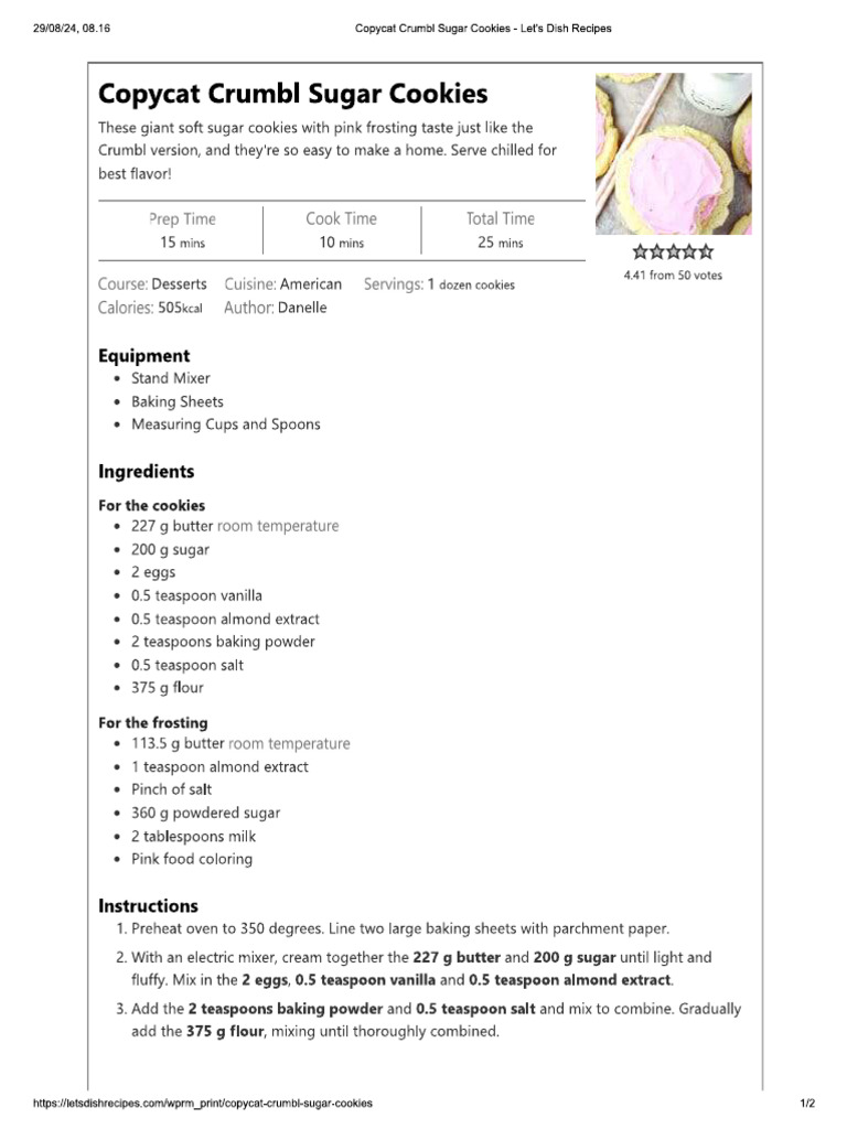 Copycat Crumbl Sugar Cookies | PDF