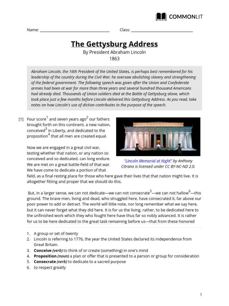 Gettysburg Address Analysis and Text | PDF | Abraham Lincoln | American ...