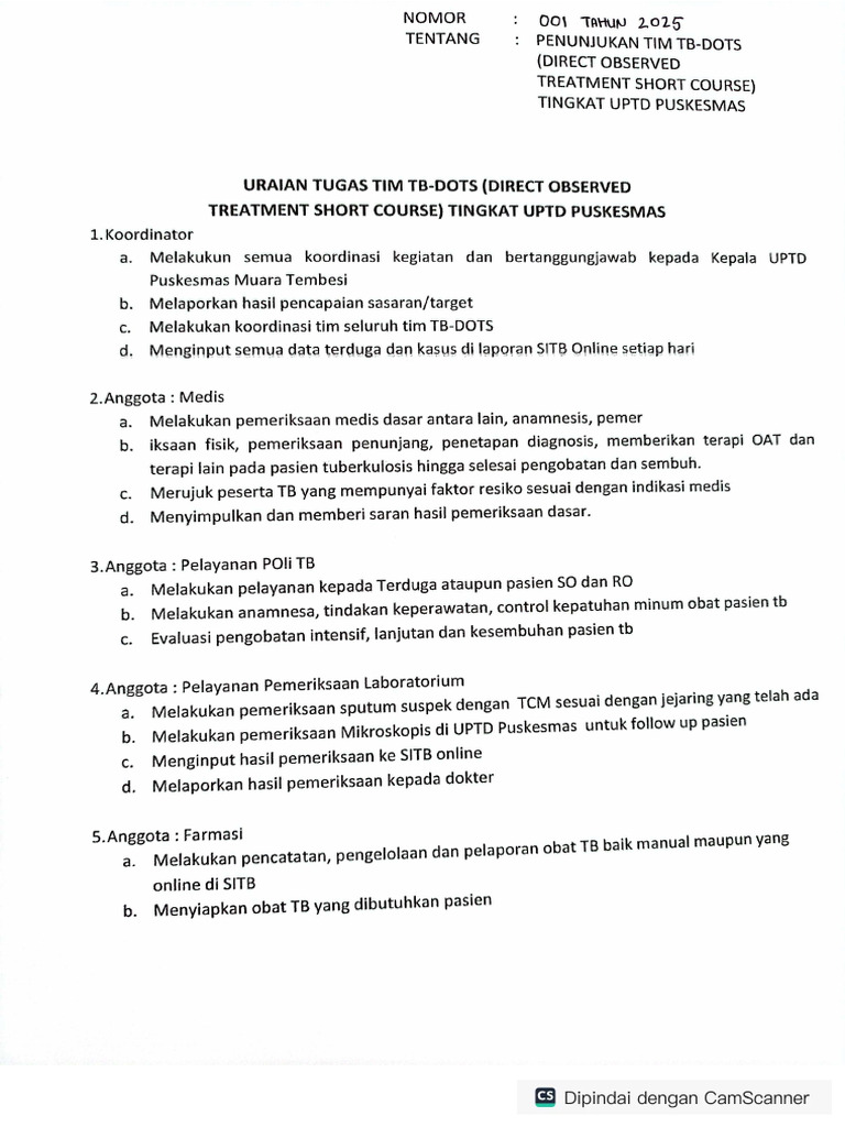 SK TB Dots Puskesmas Muara Tembesi 2025 | PDF