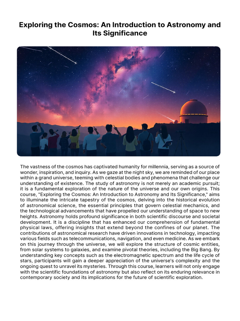Exploring the Cosmos_ An Introduction to Astronomy and Its Significance ...
