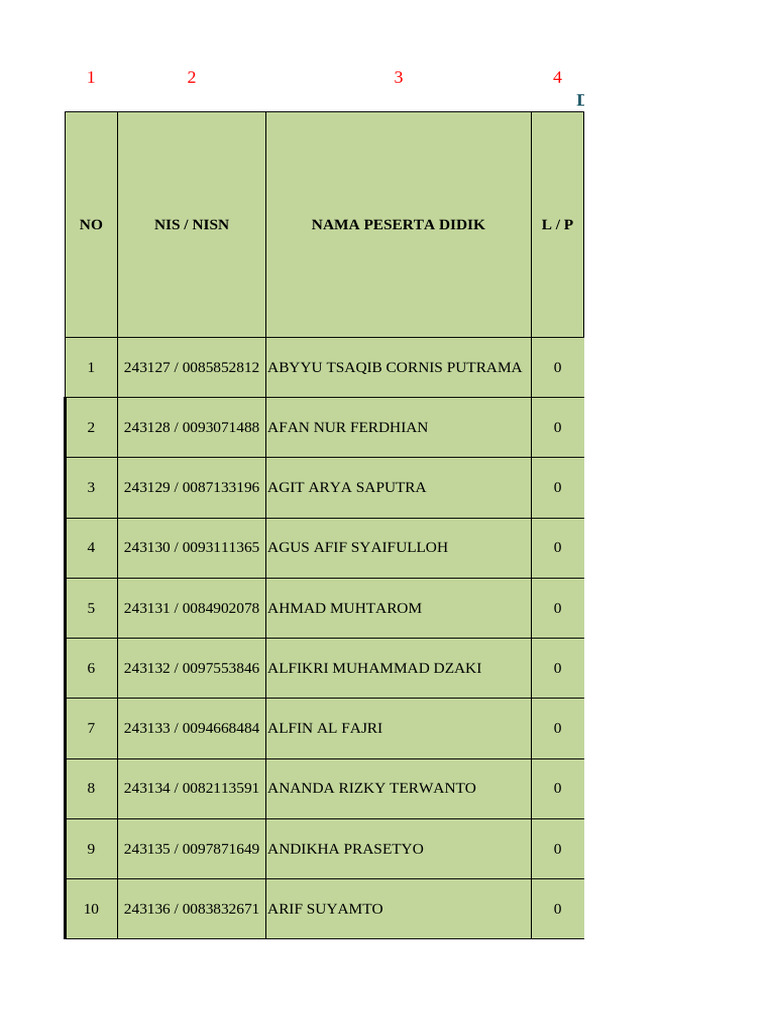 Nilai DPK X Tot 1 2025 | PDF