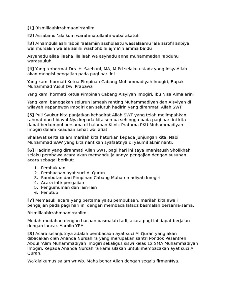 Teks MC Pengajian | PDF