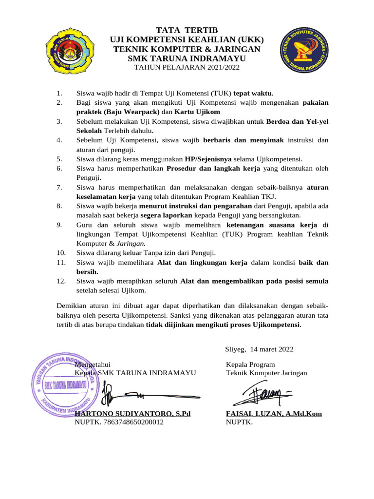 Tata Tertib Ujikom | PDF