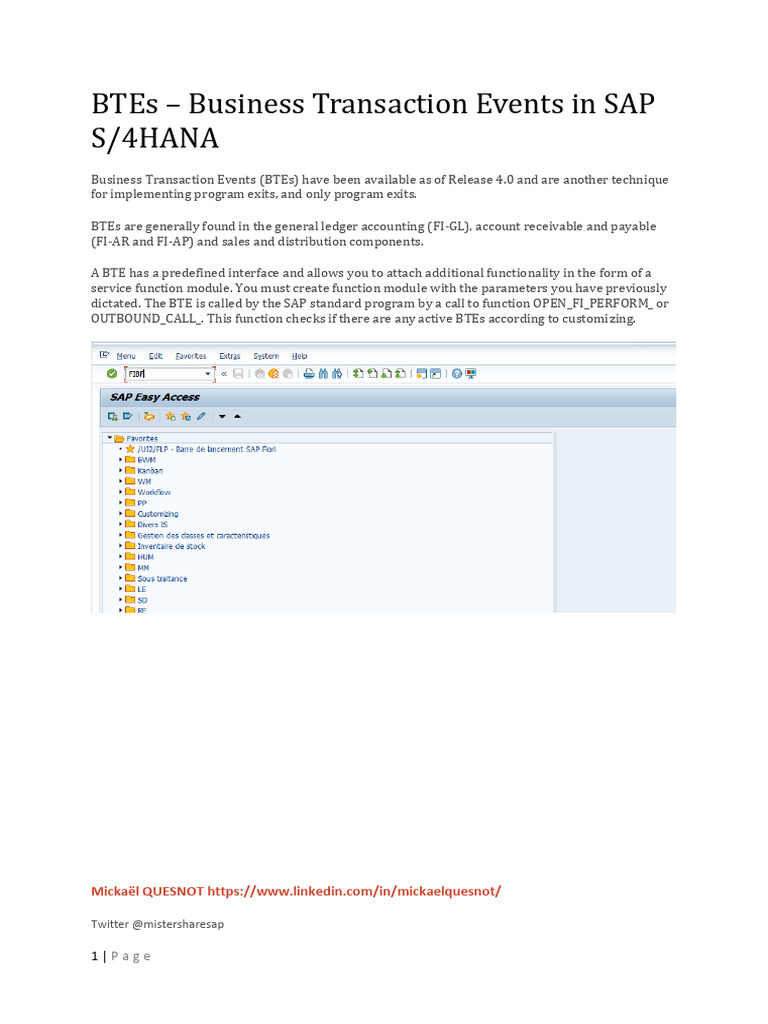 BTEs - Business Transaction Events in SAP | PDF | Interface (Computing ...