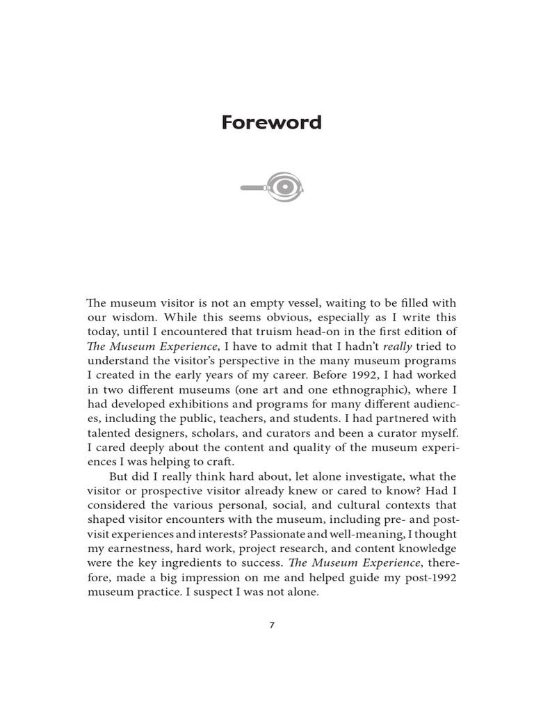 The Museum Experience Revisited - (Foreword) | PDF | Museum | Learning