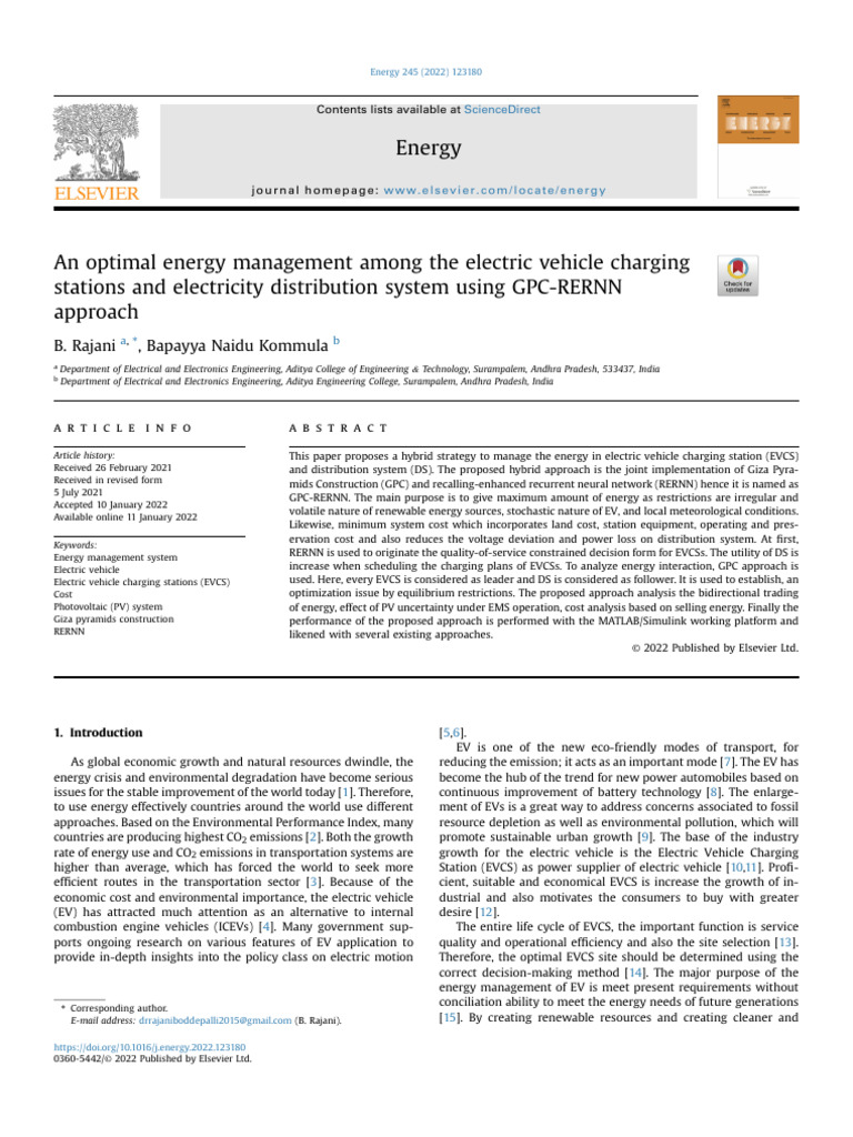 An Optimal Energy Management Among The Electric Vehicle Charging | PDF ...