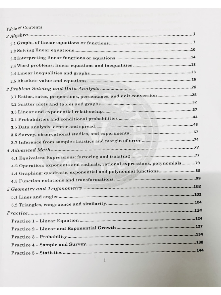 SAT MATH ( 1 ) | PDF