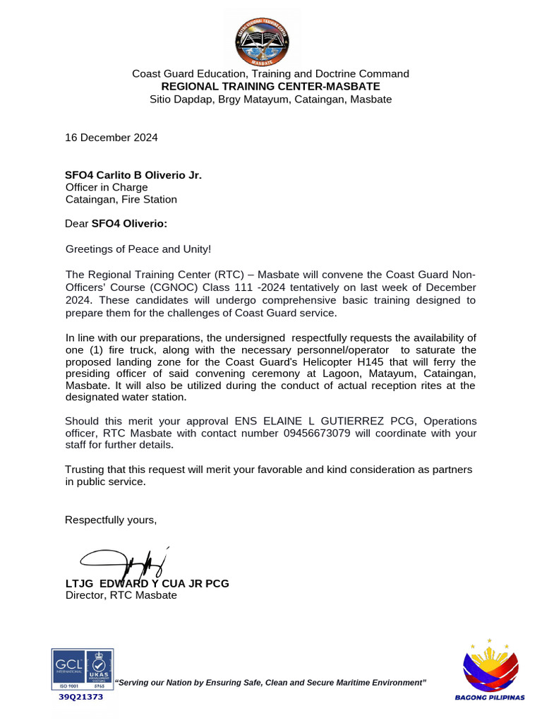 BFP Letter For Helipad | PDF