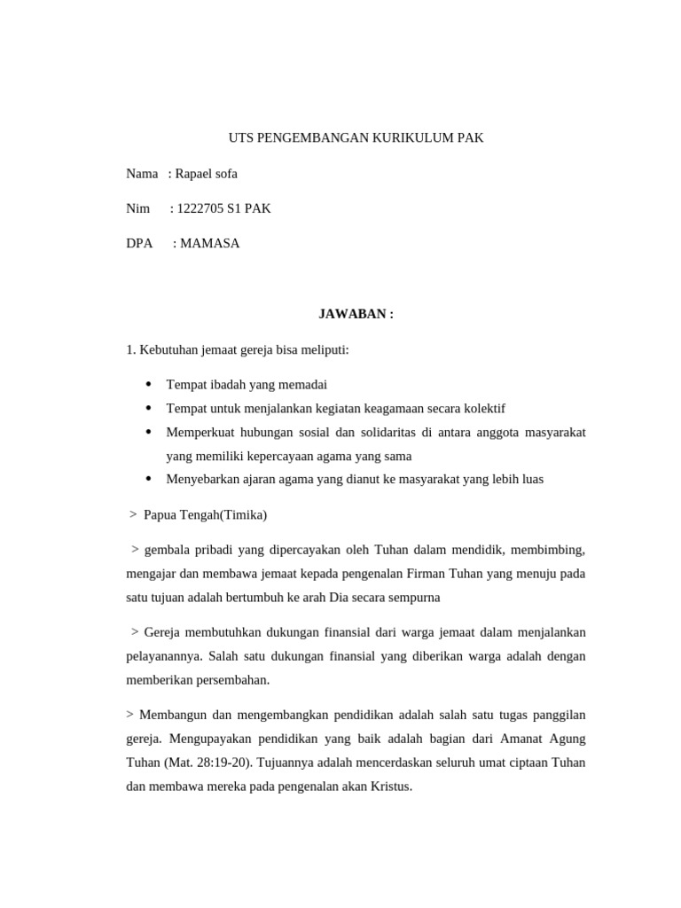 UTS PENGEMBANGAn Kurikulum PAK Rapael Sofa - WPS Office | PDF