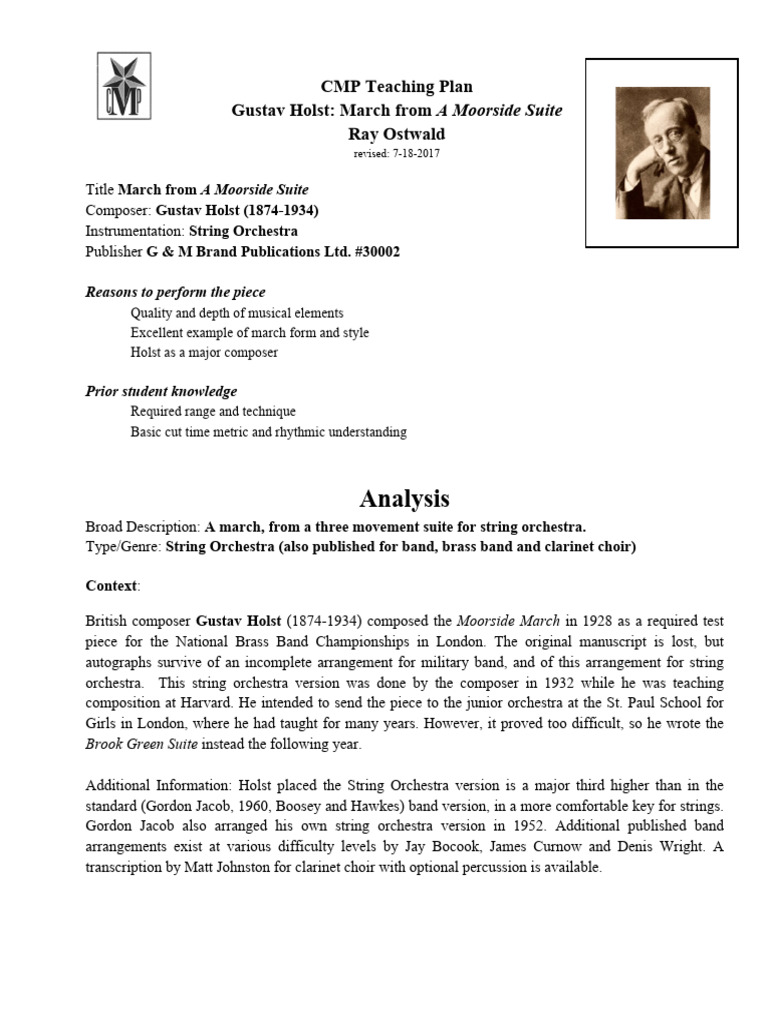 Holst - March From Moorside Suite | PDF | Harmony | Orchestras