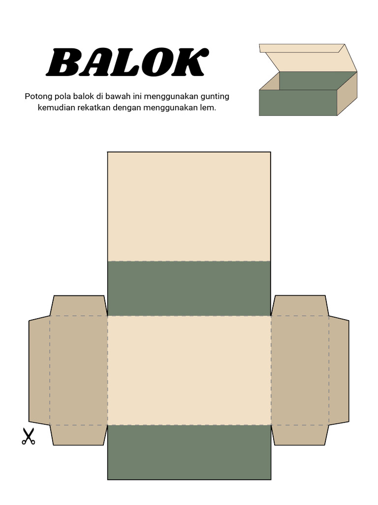 Memotong Dan Membuat Balok Lembar Kerja TK Hijau Coklat Sederhana | PDF
