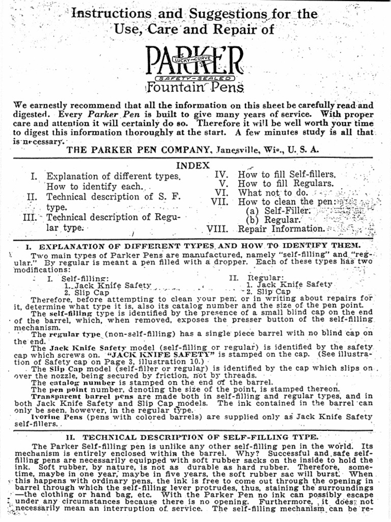 Parker Service Manual 1920 | PDF