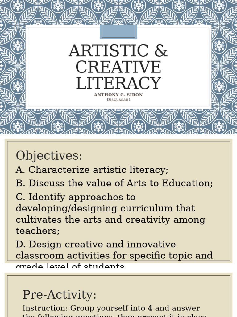 Artistic & Creativity Literacy | PDF | Creativity | Learning