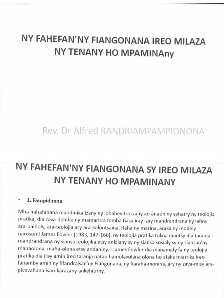 Ny Fahefan'ny Fibangoana Sy Ireo Milaza Azy Ho Mpaminany | PDF