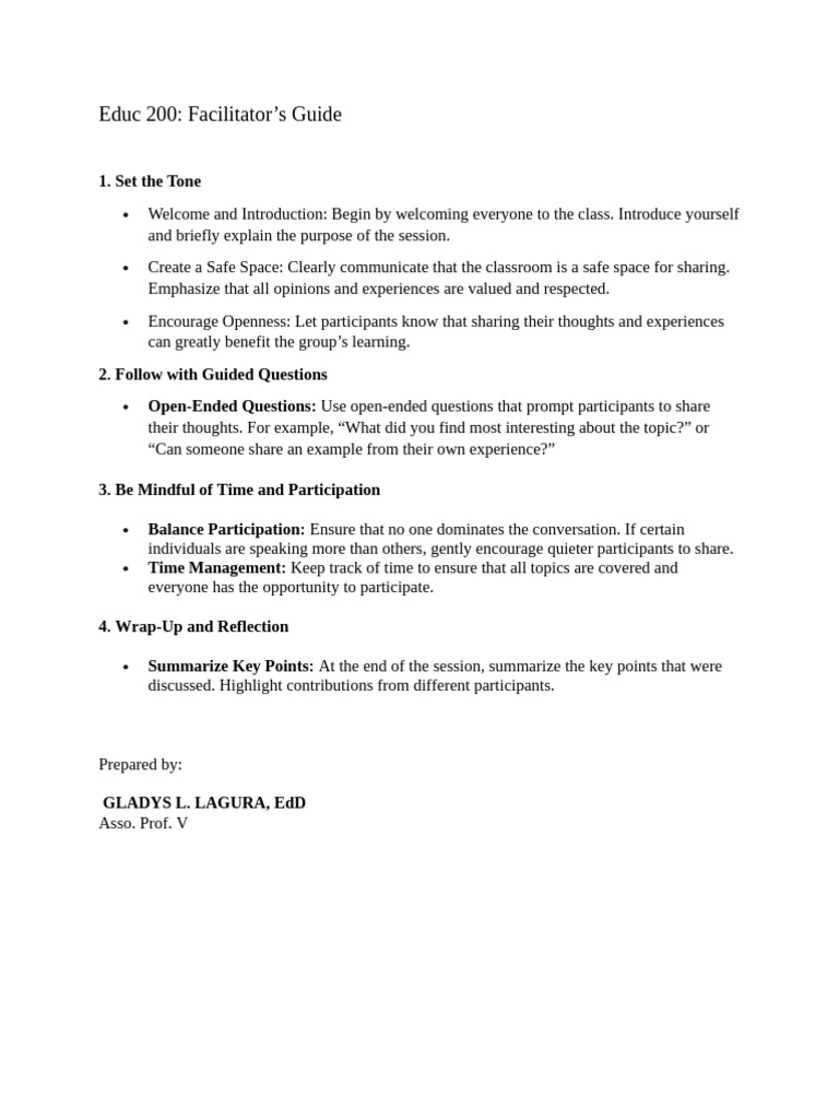 Educ 200 Facilitators Guide | PDF