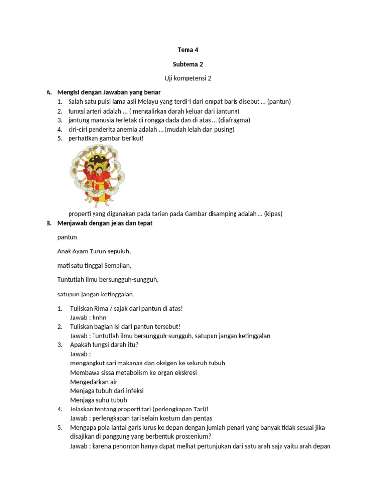 Bank Soal Tema 4 Subtema 2 Uji Kompetensi 2 | PDF