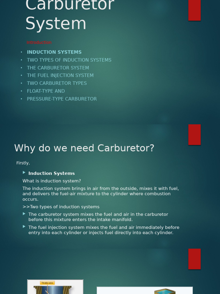 Carburetor System Powerpoint | PDF | Carburetor | Throttle