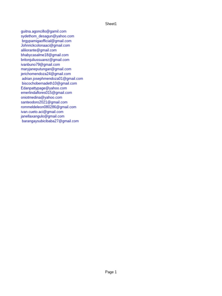 Batangas BRGY Email List - Ods 2 | PDF