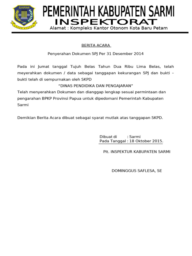 Berita Acara Inspektorat | PDF