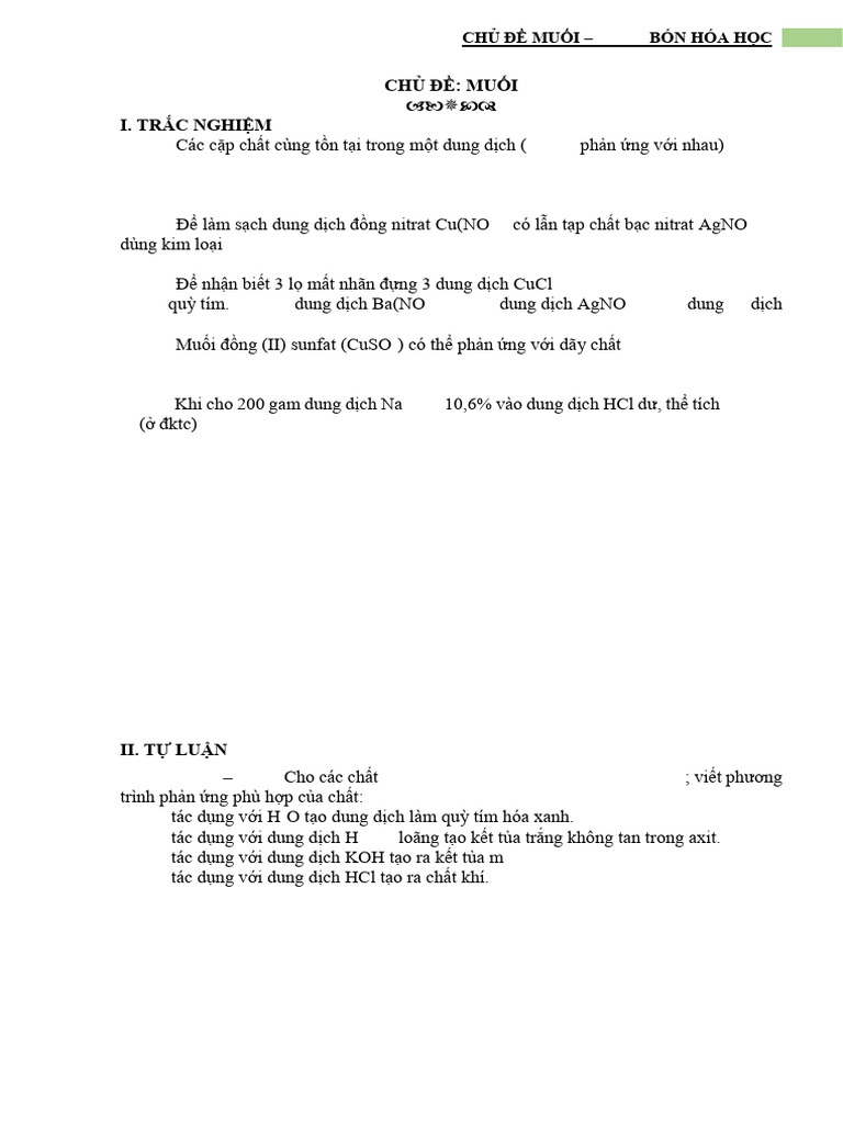 Bai Tap Chu de Muoi - Phan Bon Hoa Hoc | PDF