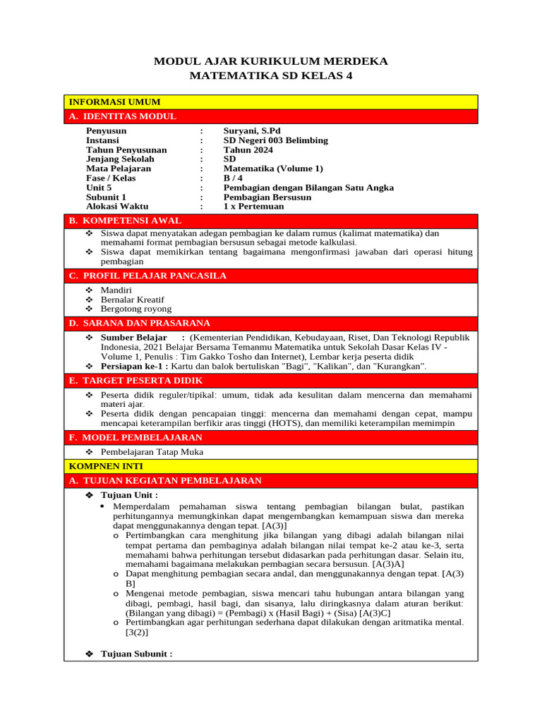 Unit 5 - MA Matematika Kls 4 | PDF