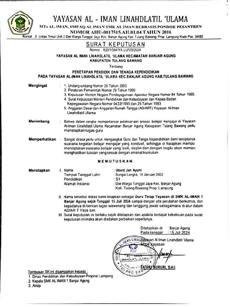 SK YAYASAN UBAID | PDF