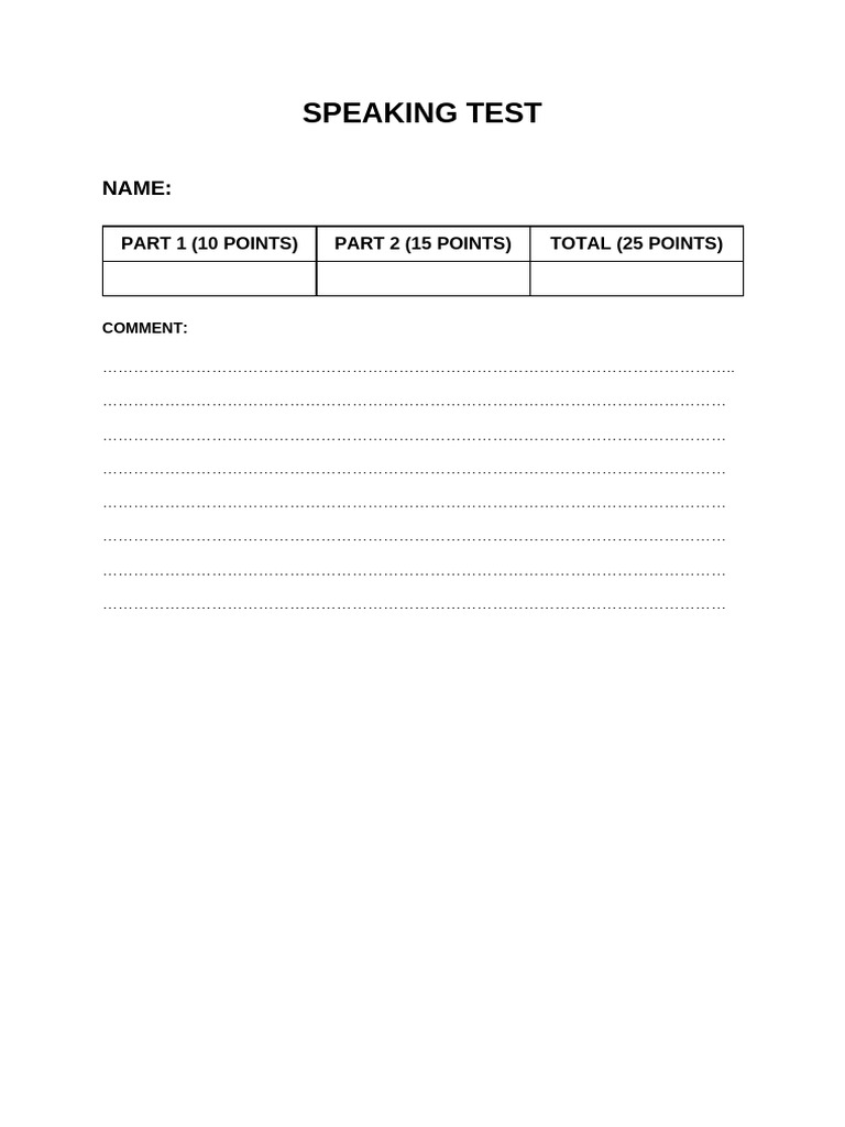 Speaking A1 Final | PDF