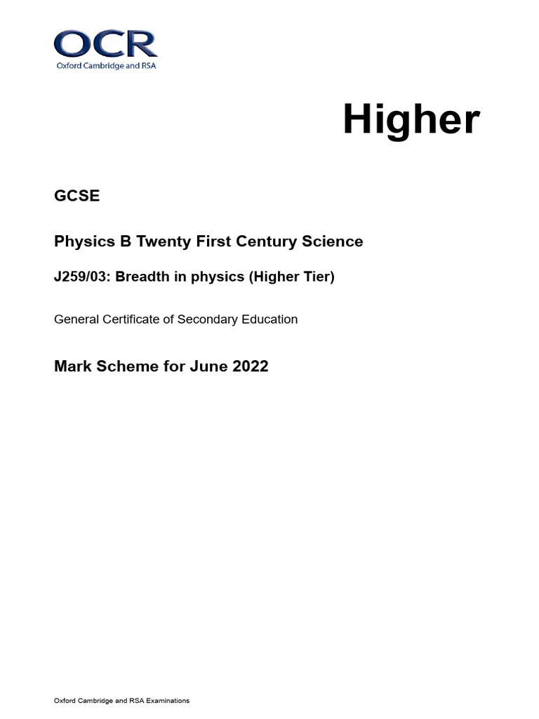 June 2022 MS - Paper 3 OCR (B) Physics GCSE | PDF | Gamma Ray | Electromagnetic Radiation
