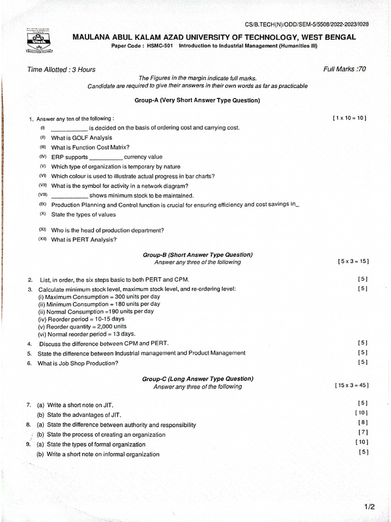 HSMC 501 5th Sem | PDF