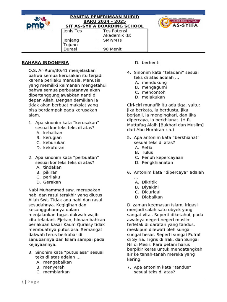 SMP Tipe B | PDF | Semitic Words And Phrases | Abrahamic Religions