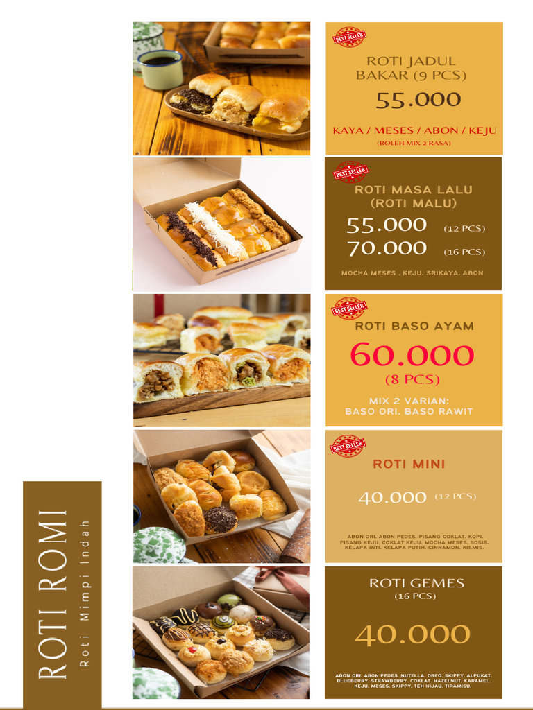 Menu Roti Romi 2022 | PDF