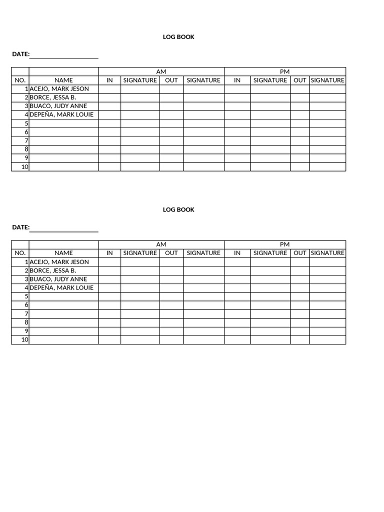 LOG BOOK DOLE | PDF
