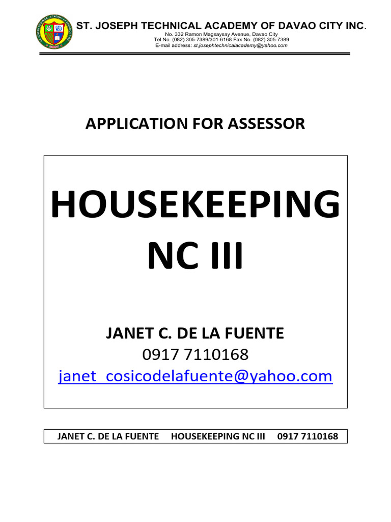 Application for Tesda Assessor cover page | PDF