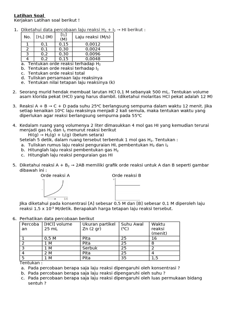Latihan Soal Laju Reaksi | PDF
